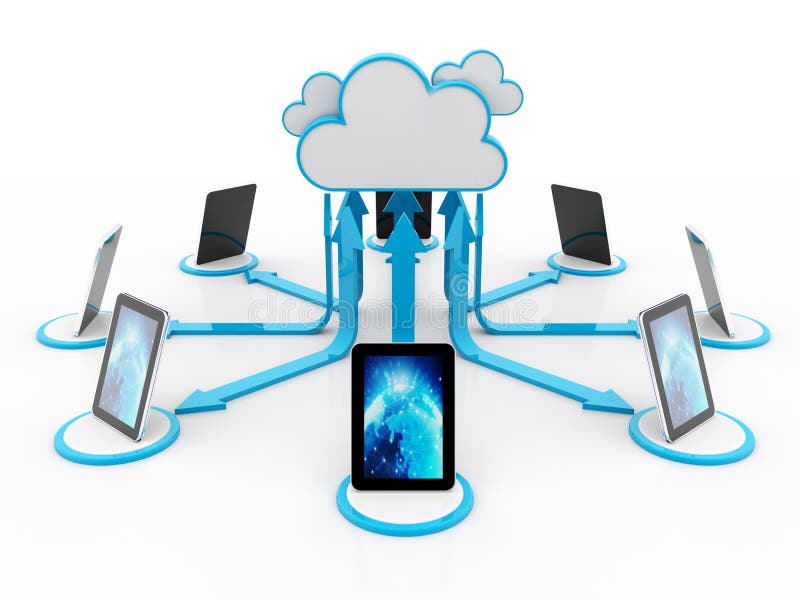 Cloud Computing Concept, Cloud Network. 3d Rendering Stock Photo ...