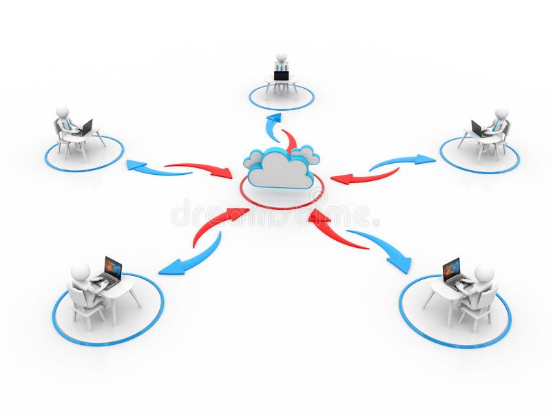 Cloud Computing Concept, Cloud Network. 3d Rendering Stock Illustration - Illustration of ...