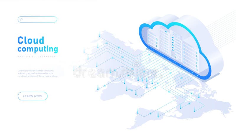 Cloud Computing White Banner Stock Vector - Illustration of computer ...