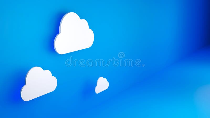 Cloud Computing, White Cloud on Blue Background. 3D Illustration Stock ...