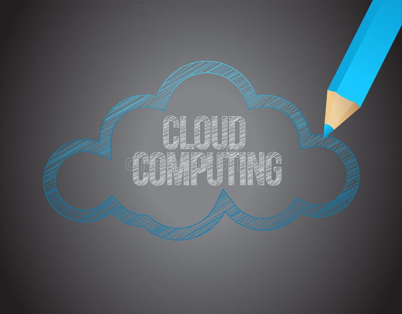Cloud Computing White Text Over Black Board Stock Illustration ...