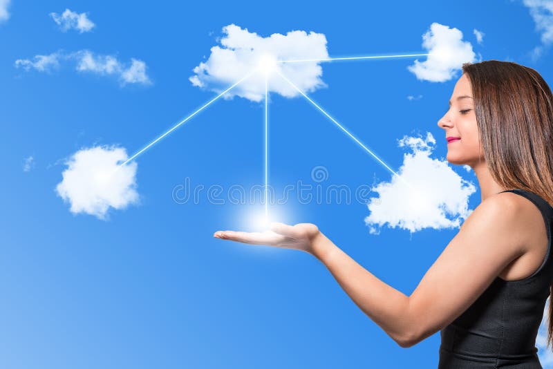 Cloud computing and Women stock photo. Image of attractive - 62114688
