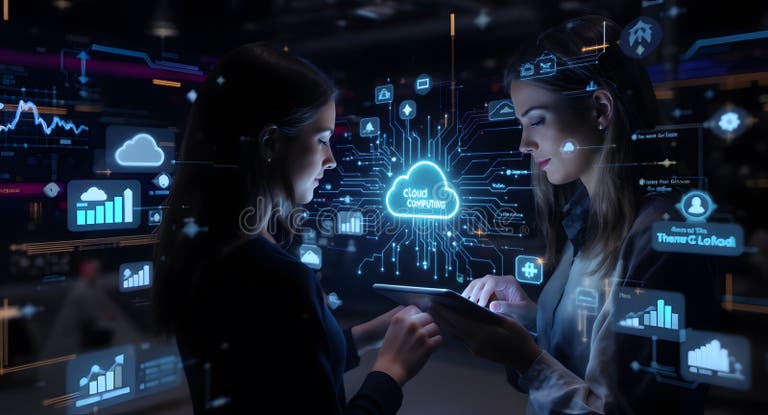 Cloud Computing: Women & Technology Stock Illustration - Illustration ...