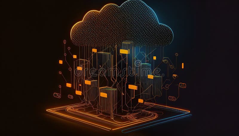 Cloud Compution on Data Server. Cloud Technology Stock Illustration ...