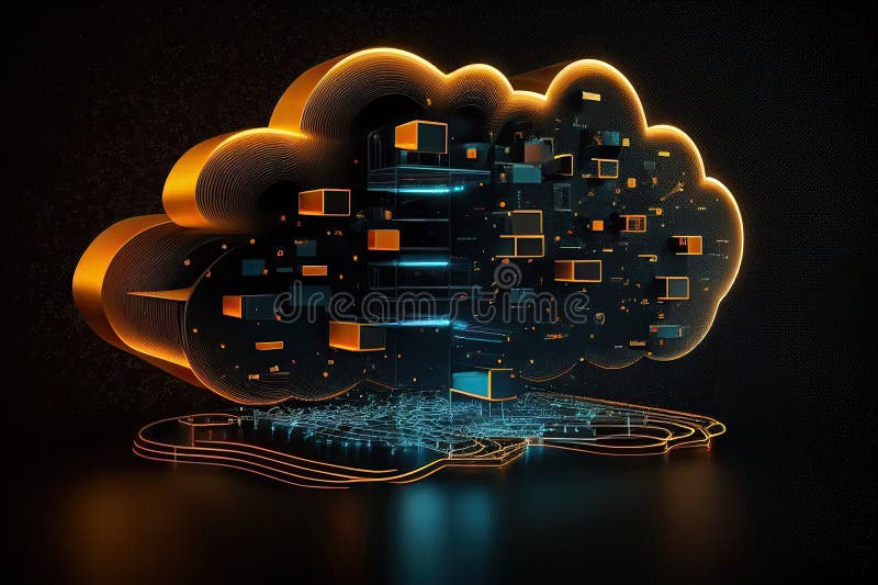 Cloud Compution on Data Server. Cloud Technology Stock Illustration ...