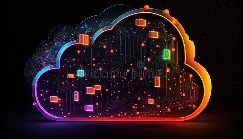 Cloud Compution on Data Server. Cloud Technology Stock Illustration ...