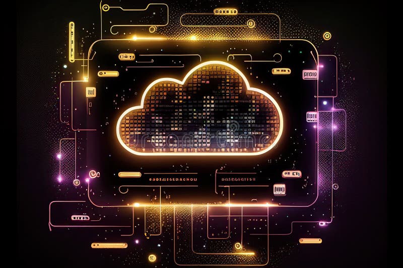 Cloud Compution on Data Server. Cloud Technology Stock Illustration ...