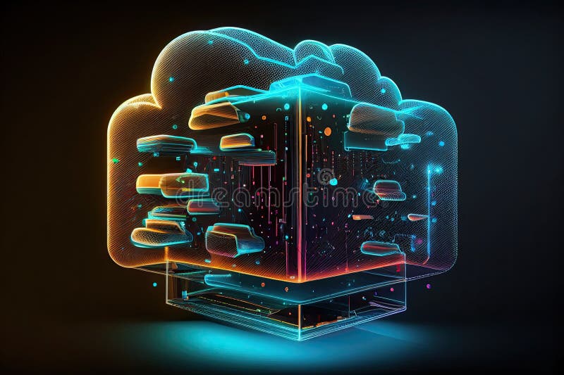 Cloud Compution on Data Server. Cloud Technology Stock Illustration ...