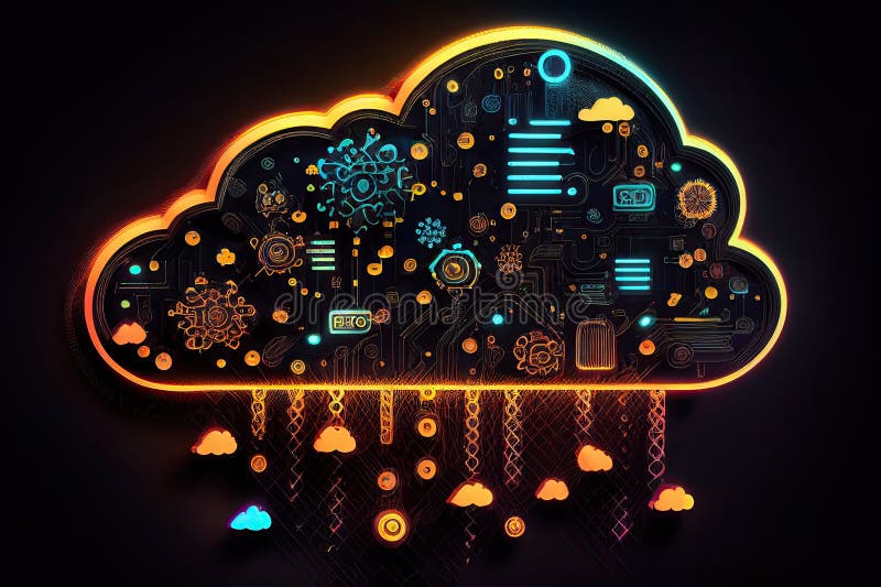 Cloud Compution on Data Server. Cloud Technology Stock Illustration ...