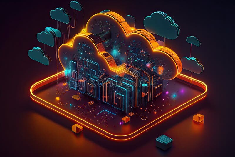 Cloud Compution on Data Server. Cloud Technology Stock Illustration ...