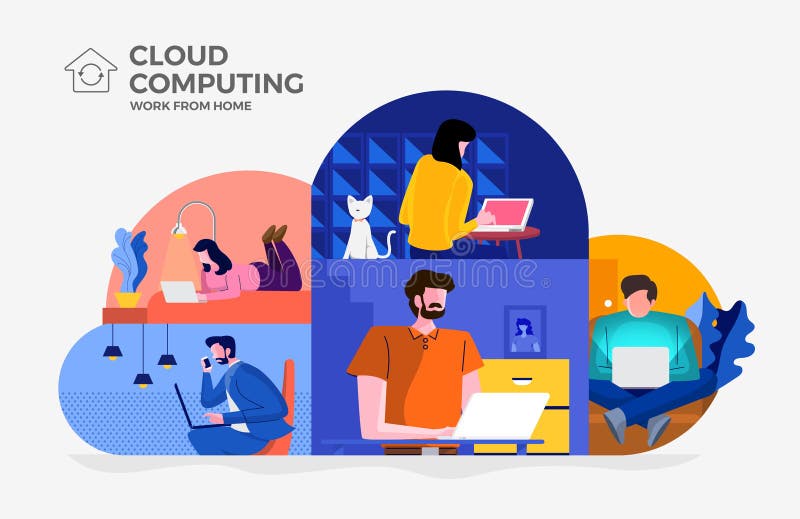 Cloud Computiong for Work from Home 03 Stock Illustration ...