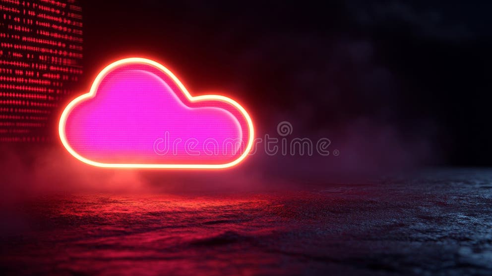 A Cloud of Concepts Hovers Above a Server Rack, with Binary Code and ...