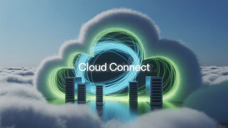 Cloud Connect Concept Illustrating Secure Data Storage and Cloud Computing Technologies Stock ...