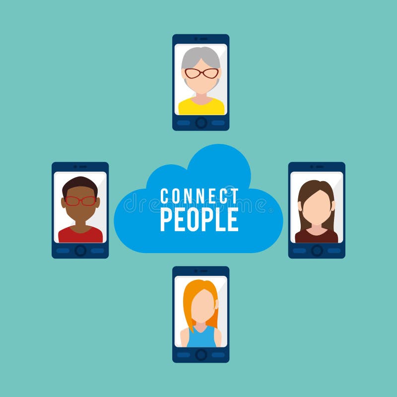 Cloud with connect people stock vector. Illustration of media - 127427243