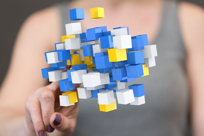 A Cloud Connected To Many Objects on a Virtual Screen Stock Image ...