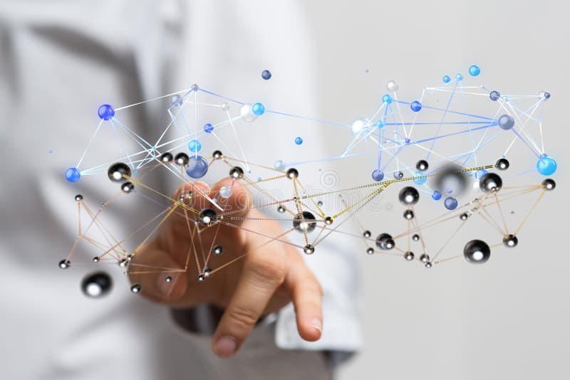 A Cloud Connected To Many Objects on a Virtual Screen Stock Image ...