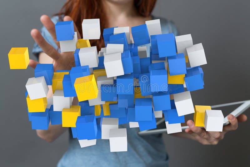 A Cloud Connected To Many Objects on a Virtual Screen Stock Image ...