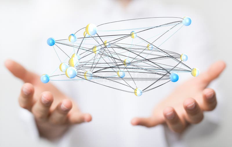 A Cloud Connected To Many Objects on a Virtual Screen Stock Photo ...