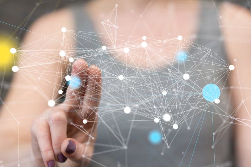 Cloud Connected To Many Objects on a Virtual Screen. Stock Photo ...