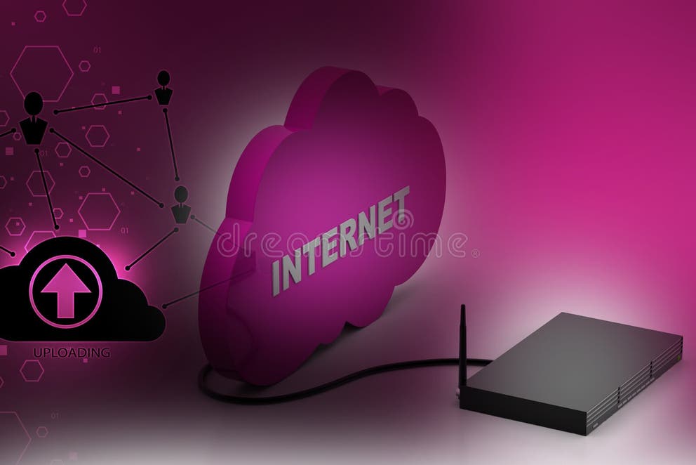 Cloud Connecting with Modem Stock Illustration - Illustration of ...