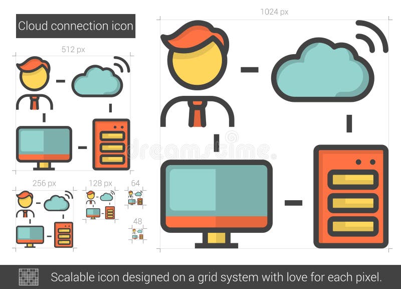 Cloud Connection Line Icon. Stock Vector - Illustration of internet ...
