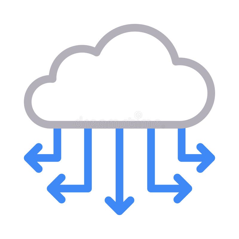 Cloud Connection Vector Color Line Icon Stock Illustration ...