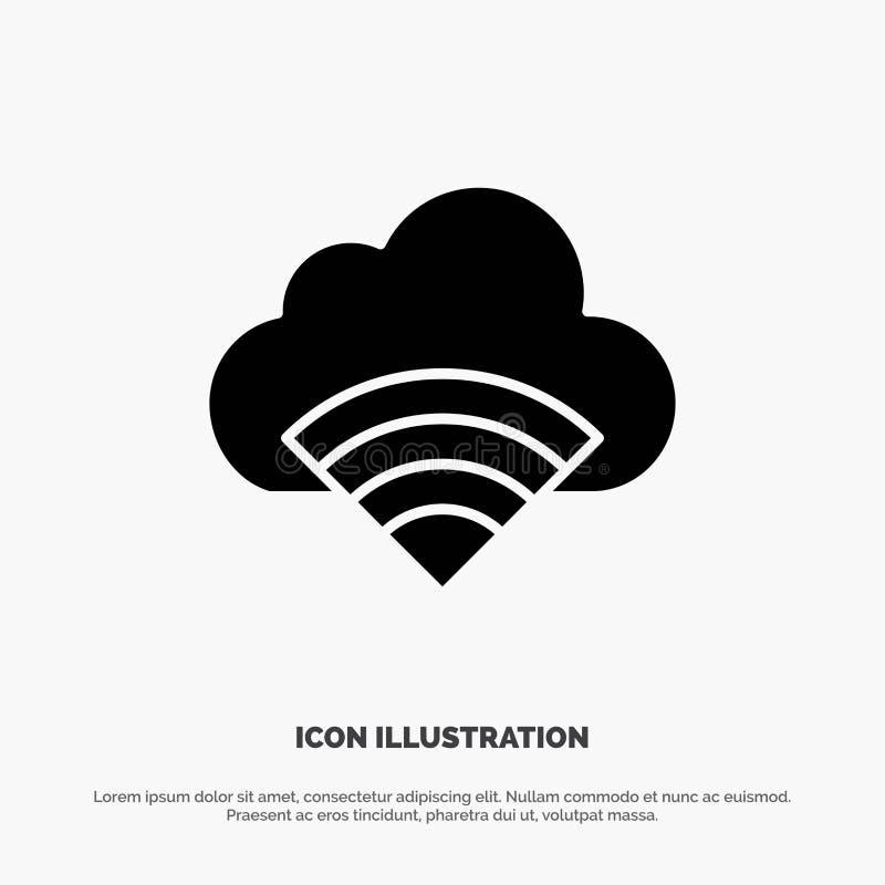 Cloud, Connection, Wifi, Signal Solid Black Glyph Icon Stock Vector ...