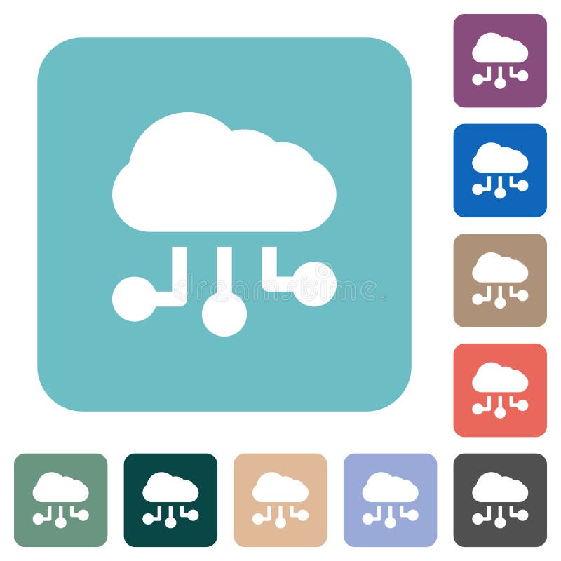 Cloud Connections Solid Rounded Square Flat Icons Stock Vector - Illustration of encryption ...