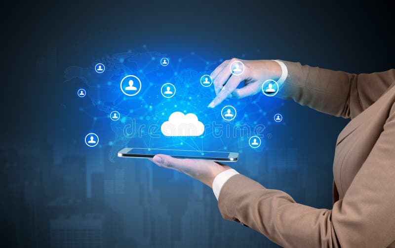 Cloud and Connectivity Concept on a Tablet Stock Image - Image of ...