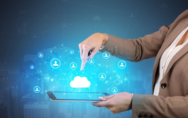 Cloud and Connectivity Concept on a Tablet Stock Image - Image of ...