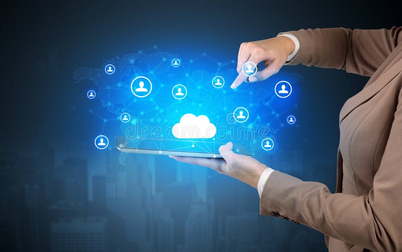 Cloud and Connectivity Concept on a Tablet Stock Image - Image of ...