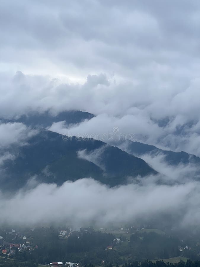 Panoramic View of Tatra Mountains in Clouds. Zakopane, Poland. Stock ...