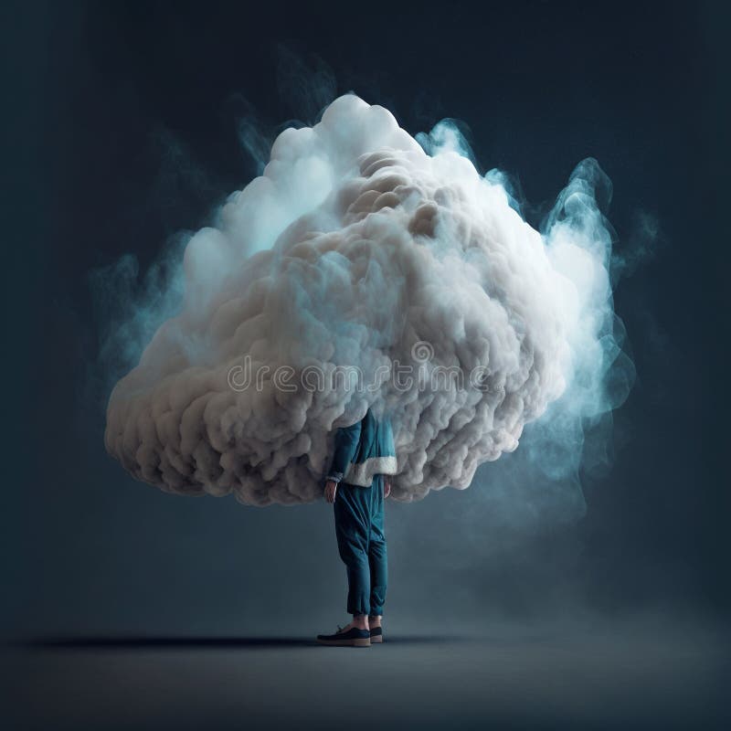 Cloud Covers Persons Face. Generative AI Stock Illustration ...