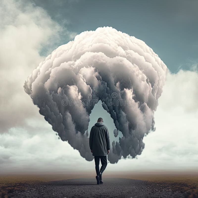 Cloud Covers Persons Face. Generative AI Stock Illustration ...