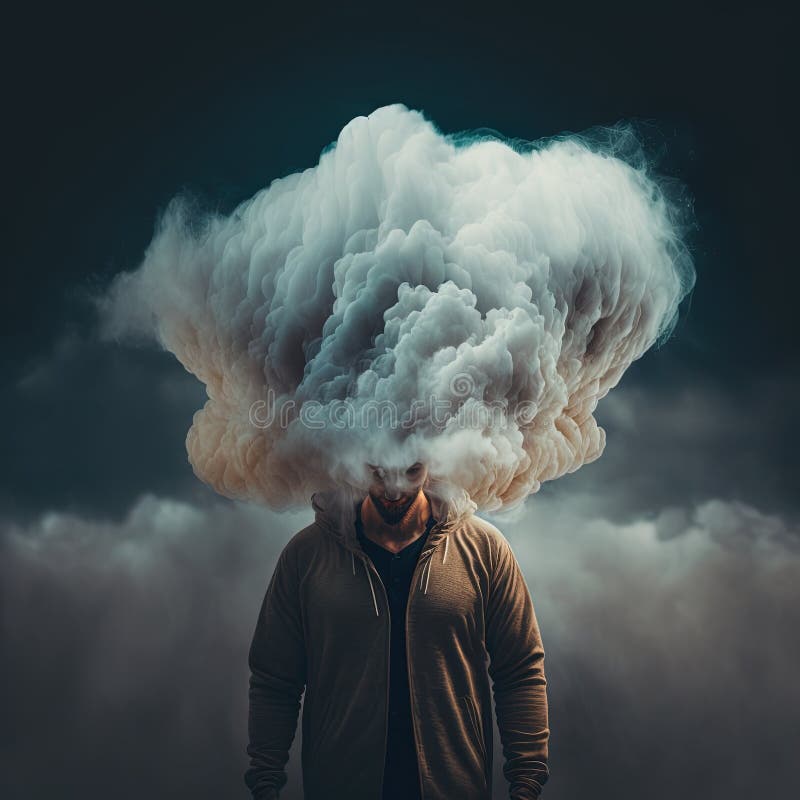 Cloud Covers Persons Face. Generative AI Stock Illustration ...