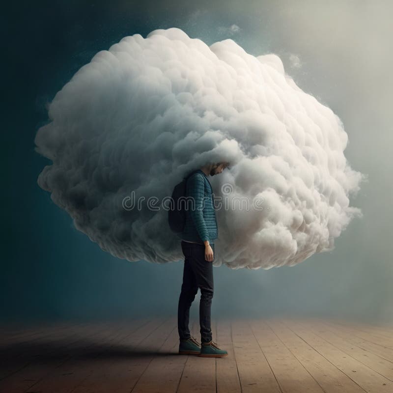 Cloud Covers Persons Face. Generative AI Stock Illustration ...