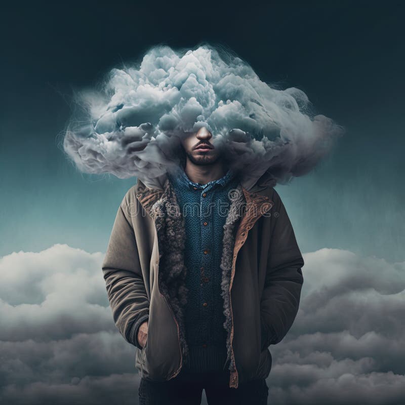 Cloud Covers Persons Face. Generative AI Stock Illustration ...