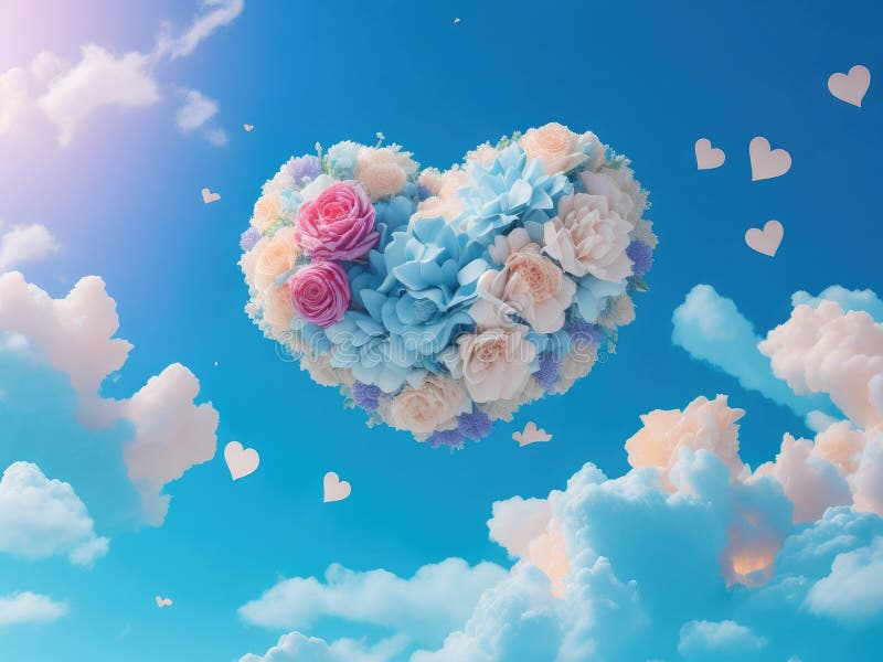 Cloud Creative Love Concept of Fresh Spring Flowers. Ai Generative ...