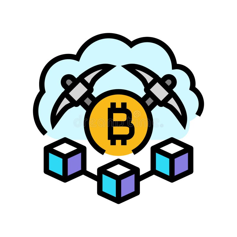 Cloud Cryptocurrency Mining Color Icon Vector Illustration Stock ...