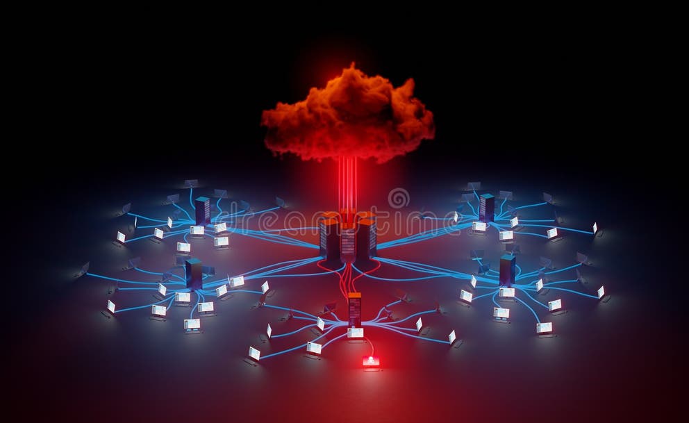 Cloud Cybersecurity, Compromised Network Infrastructure Concept ...