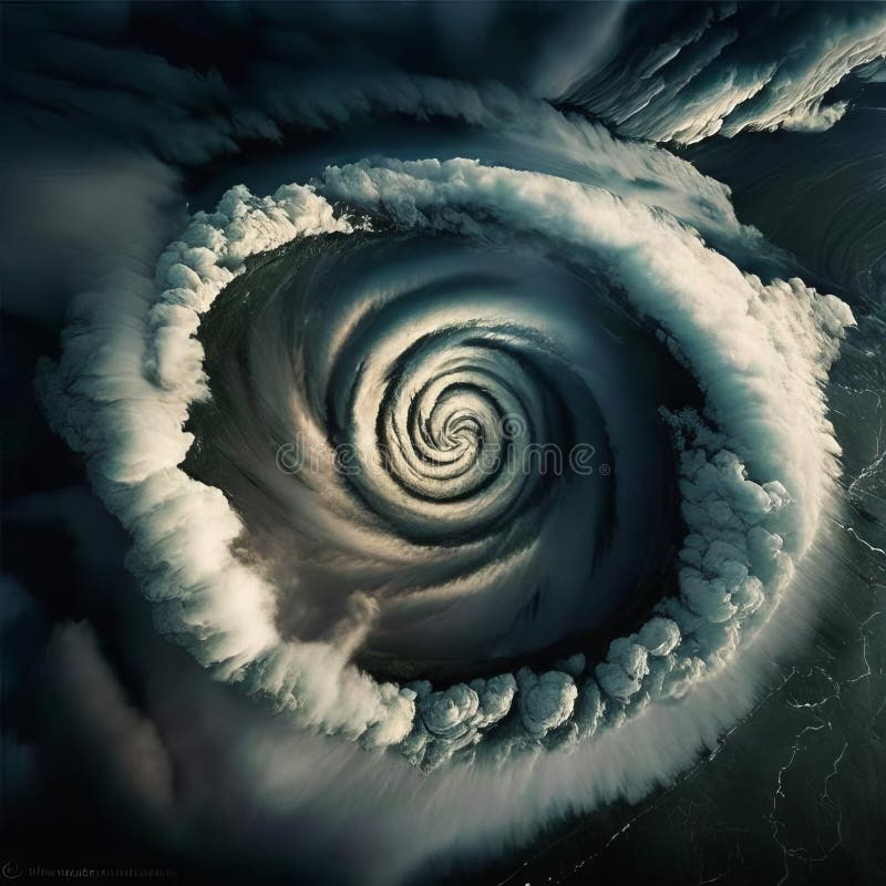 Cloud cyclone, top view. stock illustration. Illustration of typhoon ...