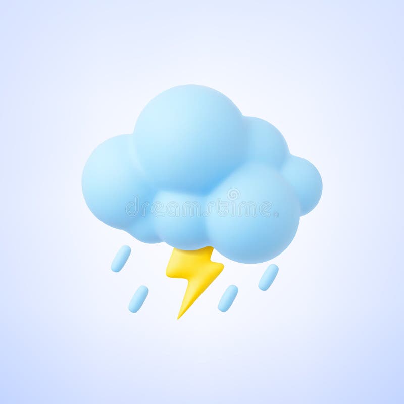 Cloud 3d with Raindrops and Lightning. Weather, Autumn Rainy Day ...