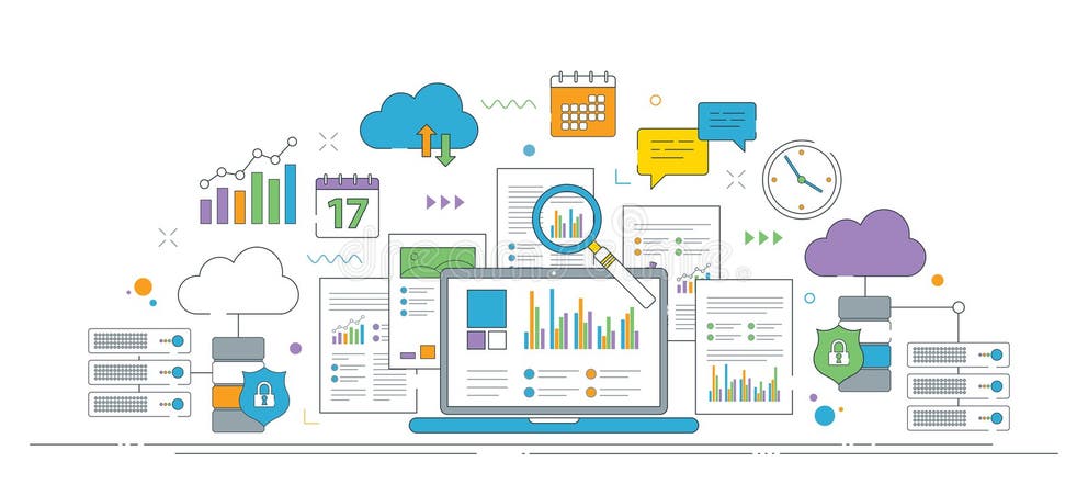 Cloud Data Analysis Dashboard and Secure Data Platform Stock Vector - Illustration of online ...