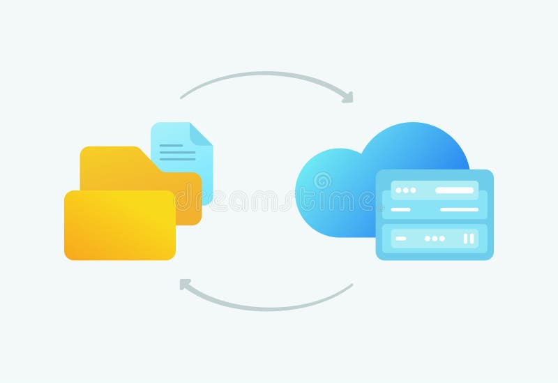 Cloud Data Backup and File Transfer Circle Minimalist Illustration ...