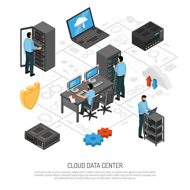 Cloud Data Center Isometric Flowchart Stock Vector - Illustration of ...