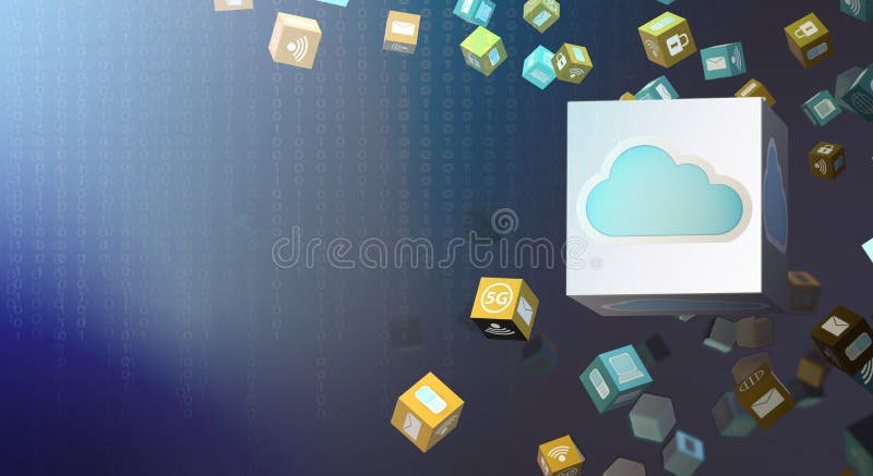 Cloud Data 3d Rendering for Technology Content Stock Illustration ...