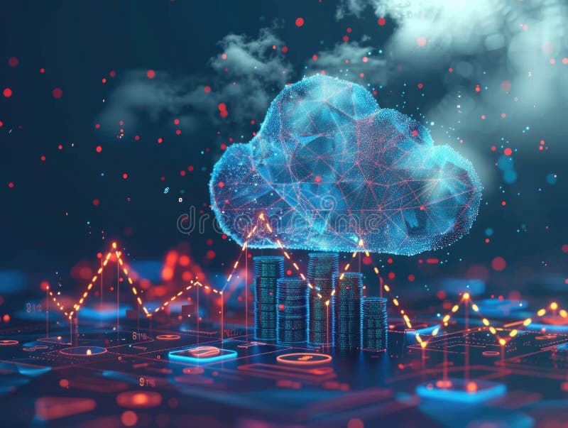 Cloud of Data is Displayed on Computer Screen Stock Image - Image of ...