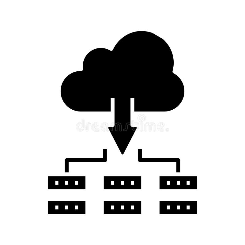 Cloud Data Distribution Black Icon, Concept Illustration, Vector Flat ...