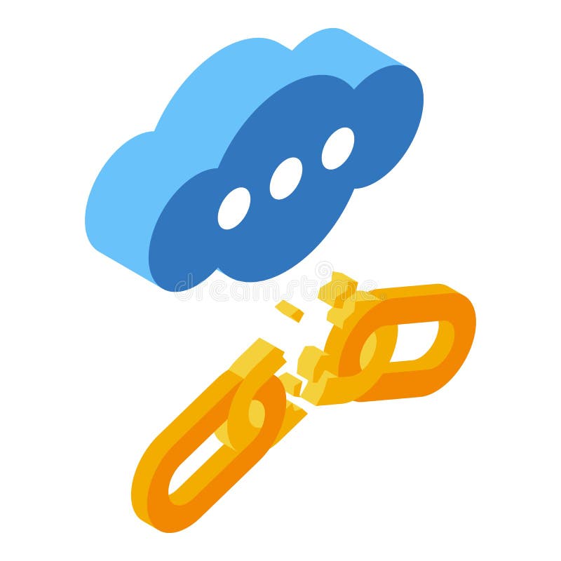Cloud Data Error Icon Isometric Vector. Lost Internet Stock ...