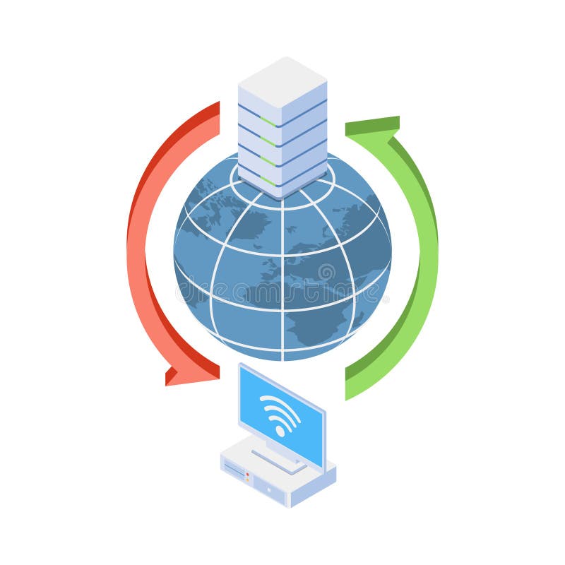 Cloud Data Exchange Composition Stock Vector - Illustration of optimization, isometric: 268119578